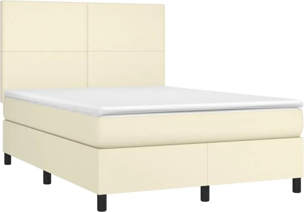 Box spring postel s matrací krémová 140x190 cm umělá kůže 3142721