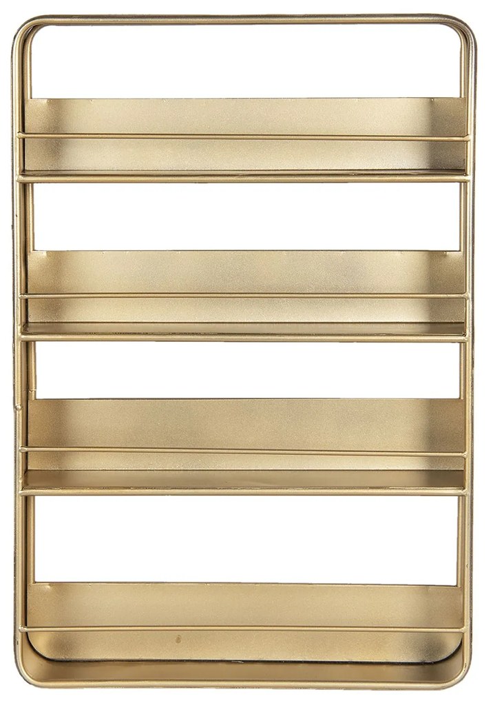 Zlatý kovový závěsný stojan s poličkami - 40*8*60 cm