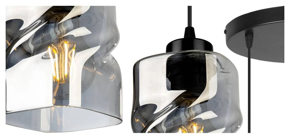 Light for home - Moderní LED závěsné svítidlo se skleněnými stínidly NIKI 2195/3/OW, 3x60W, E27, Černá