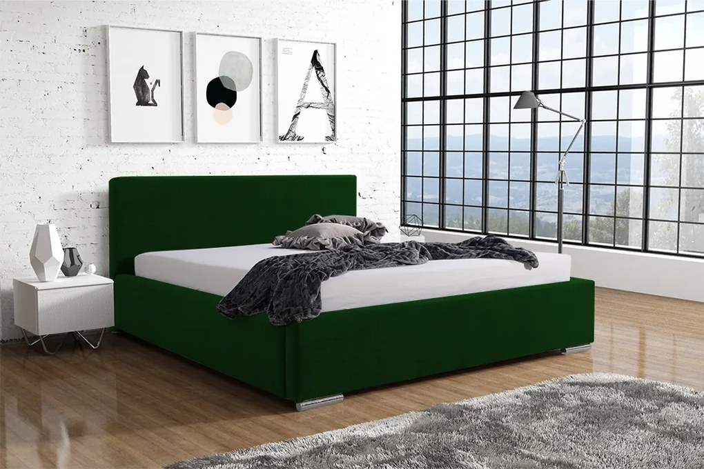 Eka Čalouněná postel Shadow - Kronos 180x200 cm Barva látky: Tmavě modrá (Kronos 09), Úložný prostor: S dřevěným rámem úložného prostoru