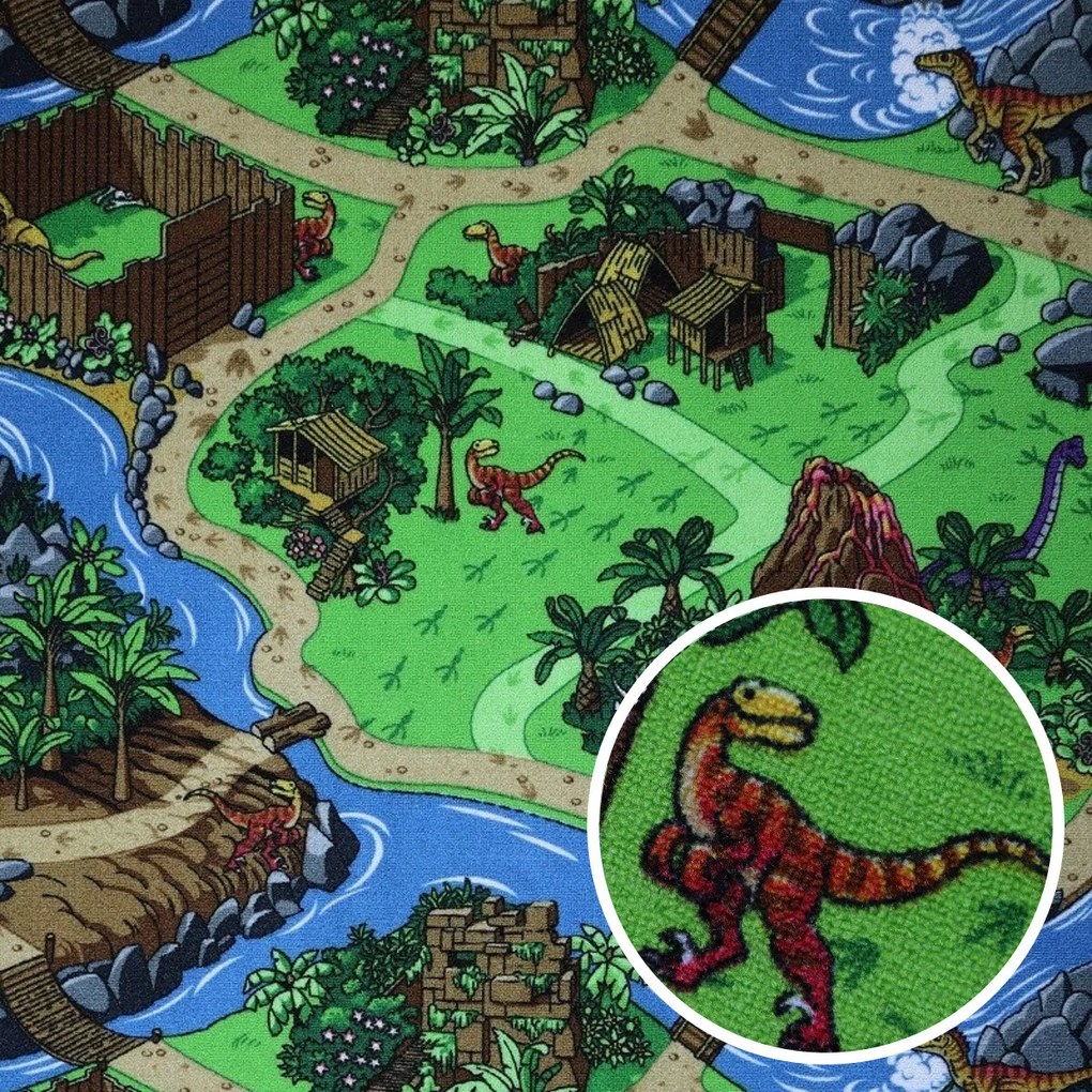Vopi, Dětský metrážový koberec Dino - neúčtujeme odřezky z role, na míru, šíře 2m,3m,4m, Biano.cz