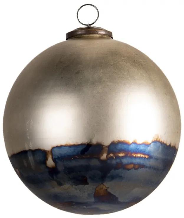 Stříbrno zlato hnědá skleněná vánoční koule – 17x17 cm