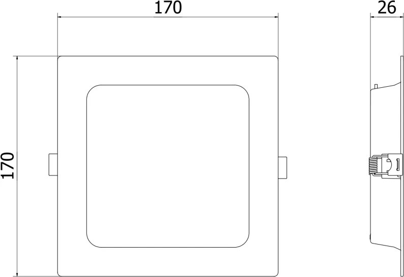 Mexen LDRR, LED stropní svítidlo pro zapuštění 17 x 17 cm, 12W, studená - 6500K, 1320 lm, bílá - L211-017-1265-20