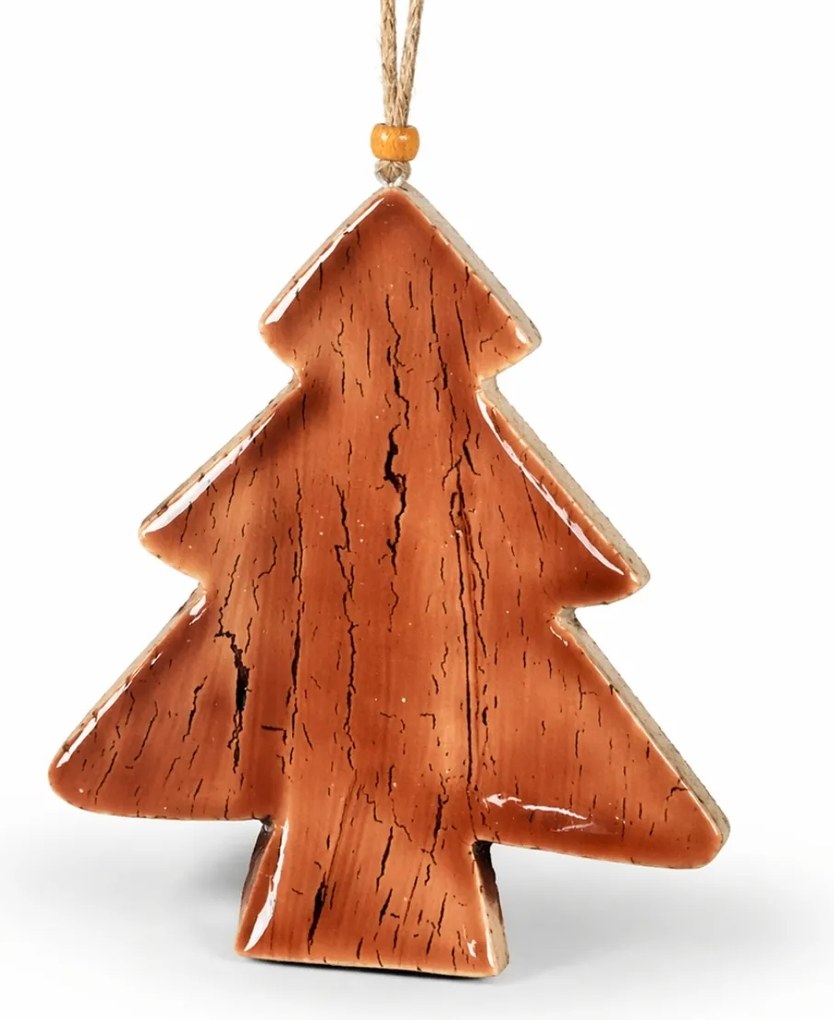 Závěsná vánoční ozdoba GLAZE TREE 16 cm, hnědá
