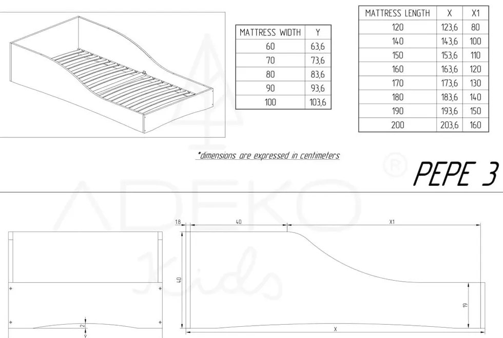 Dětská postel z borovicového dřeva Adeko Pepe Colm, 80 x 200 cm