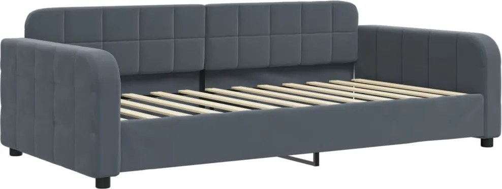 Válenda s přistýlkou a matracemi tmavě šedá 100 x 200 cm samet 3196961