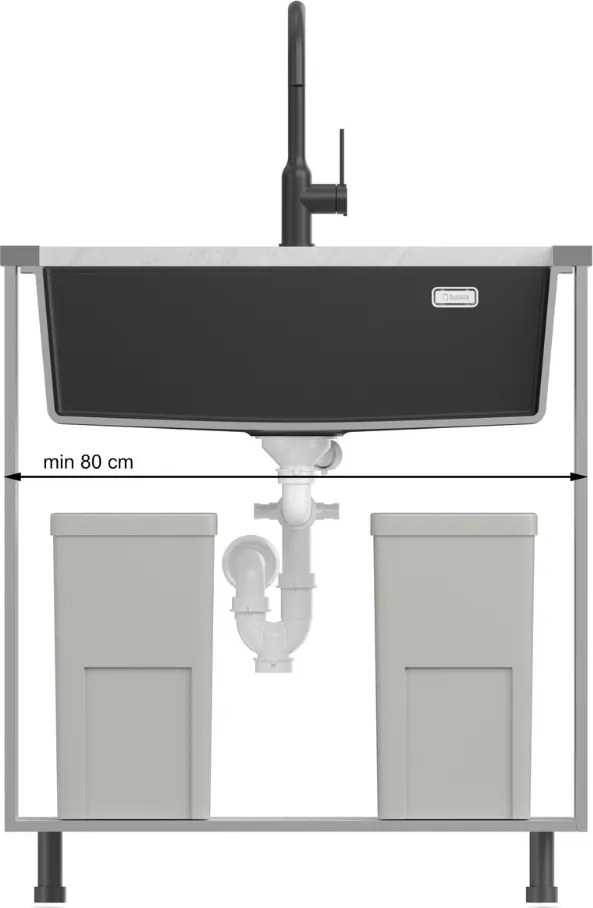 QUADRON Bílý kuchyňský granitový dřez Logan 110, jednokomorový k instalaci pod kuchyňskou desku