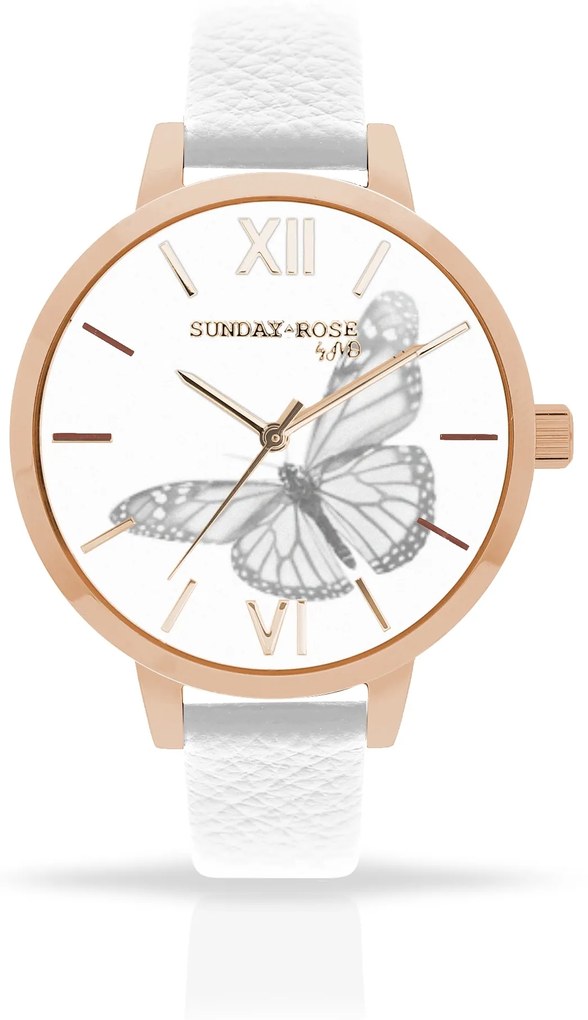 Dámské luxusní designové hodinky SUNDAY ROSE Alive BUTTERFLY SENSE