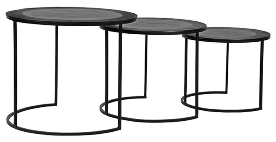 LABEL51 Set 3 černých kovových konferenčních stolků Trid