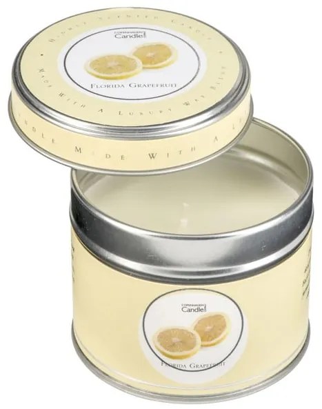 Aroma svíčka v plechovce s vůní grepfruitů Copenhagen Candles, doba hoření 32 hodin