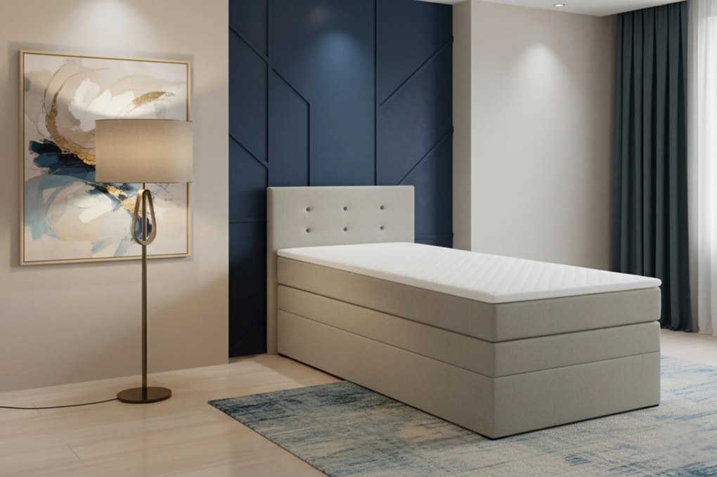 XXXLutz POSTEL BOXSPRING, 90/200 cm, béžová MID.YOU - Postele s úložným prostorem - 000044003402