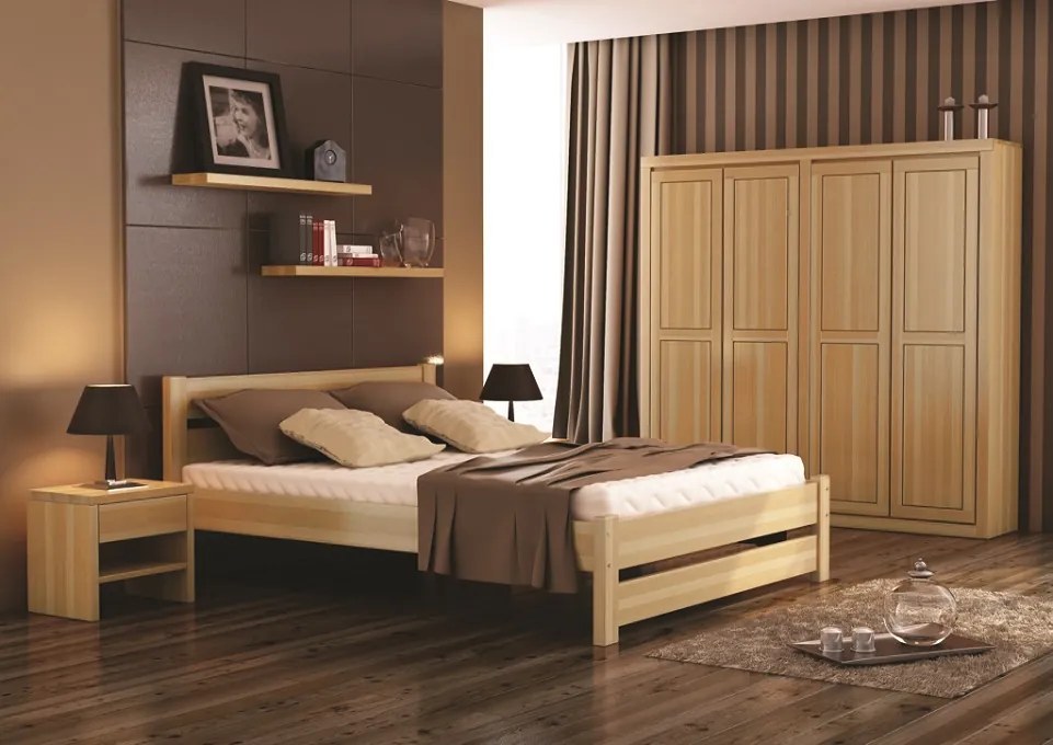 Drewmax LK110 160x200 cm dřevěná postel masiv buk dvojlůžko