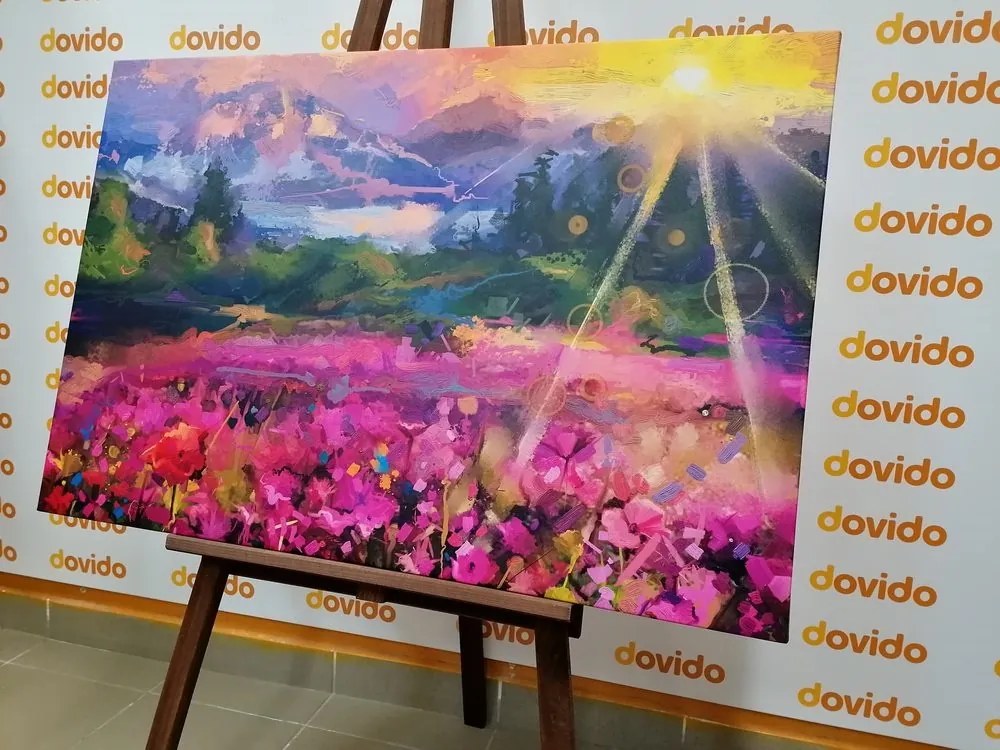 Obraz barevná krajinná olejomalba - 120x80 cm