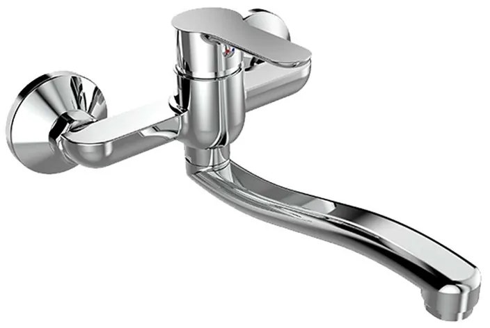 Mereo Mereo, Dřezová nástěnná baterie, Zuna s ramínkem plochým vyhnutým 210 mm, chrom, CB301Z