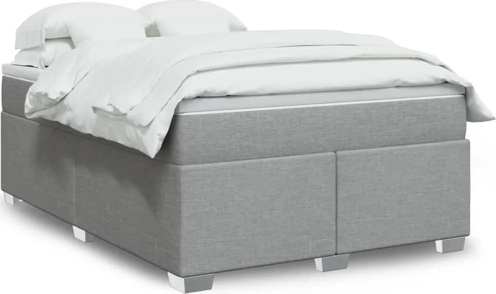 vidaXL Box spring postel s matrací 140x200 cm textil [3285137] Barva: světle šedá