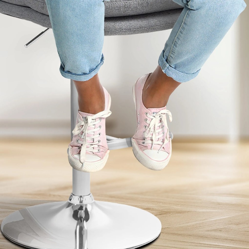 Sada 2 barových židlí Damar látka chromovaná konstrukce – šedá