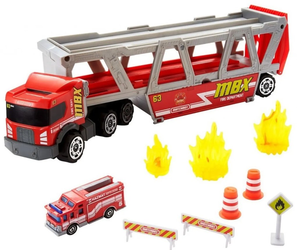 Matchbox hasičský tahač fire rescue hauler, mattel gwm23