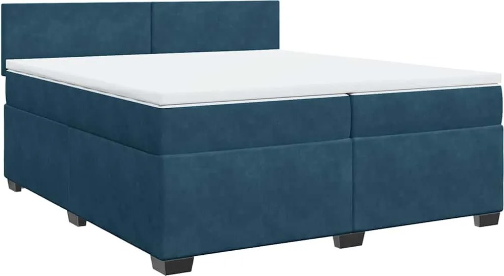 Box spring postel s matrací tmavě modrá 200x200 cm samet 3286400