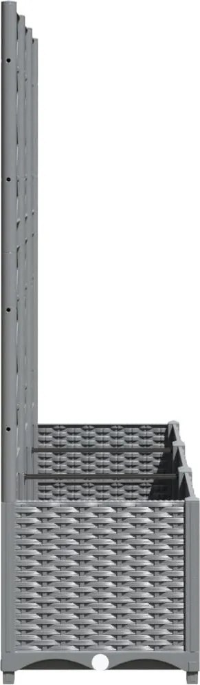Zahradní truhlík s treláží světle šedý 120 x 40 x 136 cm PP 153274