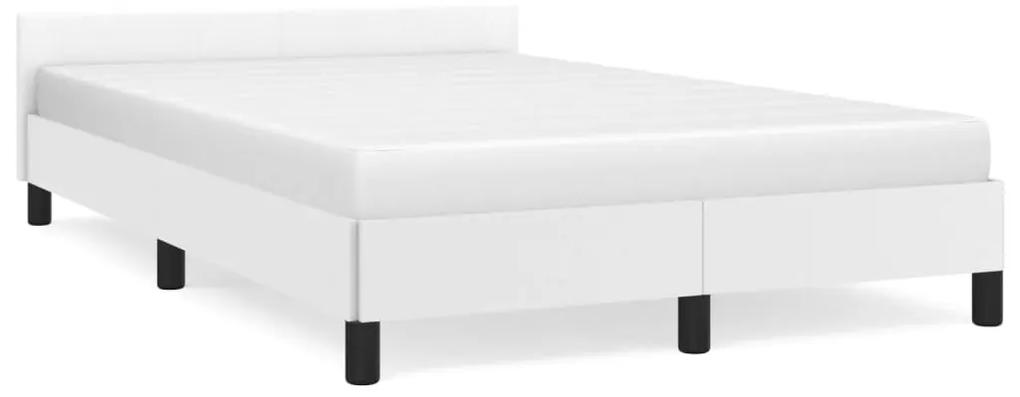 vidaXL Rám postele s čelem bílý 120 x 190 cm umělá kůže
