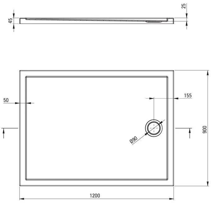 Deante Acrylic shower tray, rectangular, 120x90 cm