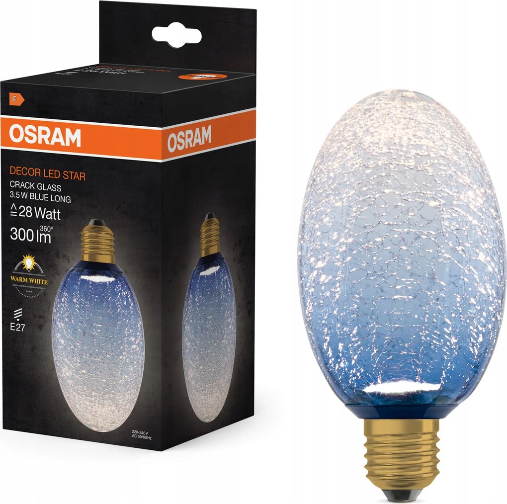Led žárovka E27 Oválná Mrazivá 3.5W 300lm 2700K Dekorativní Modrá Osram