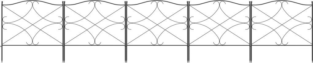Outsunny Set 5 dekorativních kovových zahradních plotů s ornamenty - 305 x 62 cm černý | Aosom