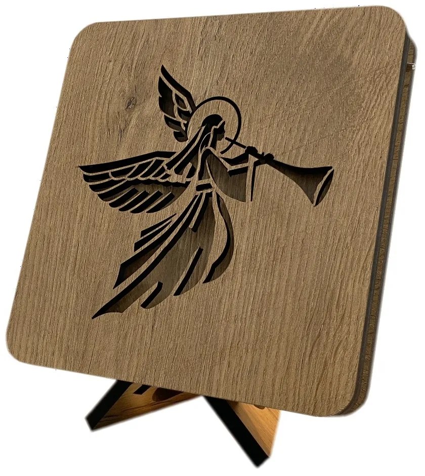 Li-Go "Anděl s flétnou" lampa 19x19cm provedení povrchu: dub světlý