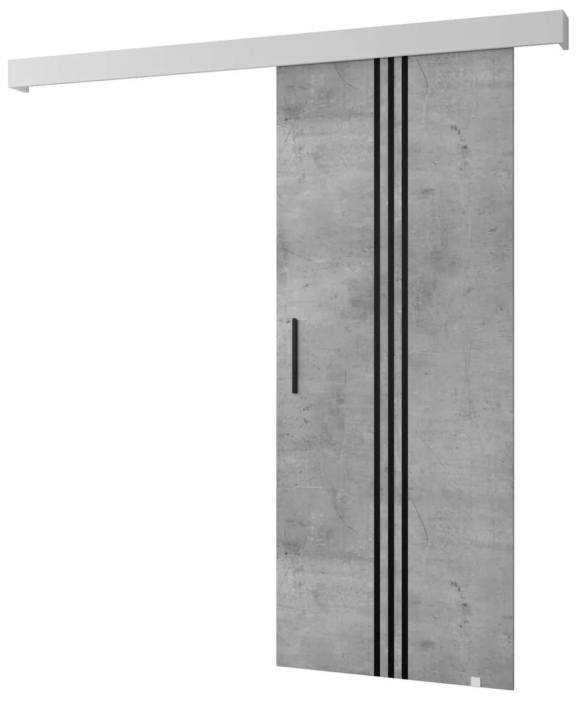 Posuvné dveře 90 cm Sharlene V (beton + bílá matná + černá). 1043784