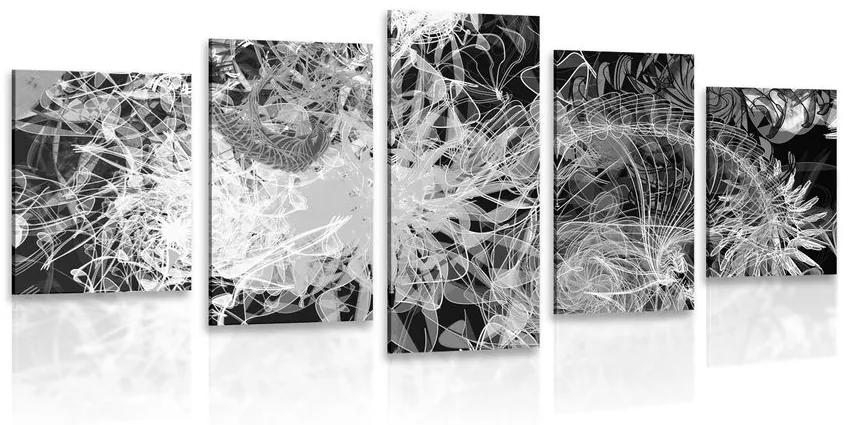 5-dílný obraz černobílé abstraktní umění Varianta: 200x100