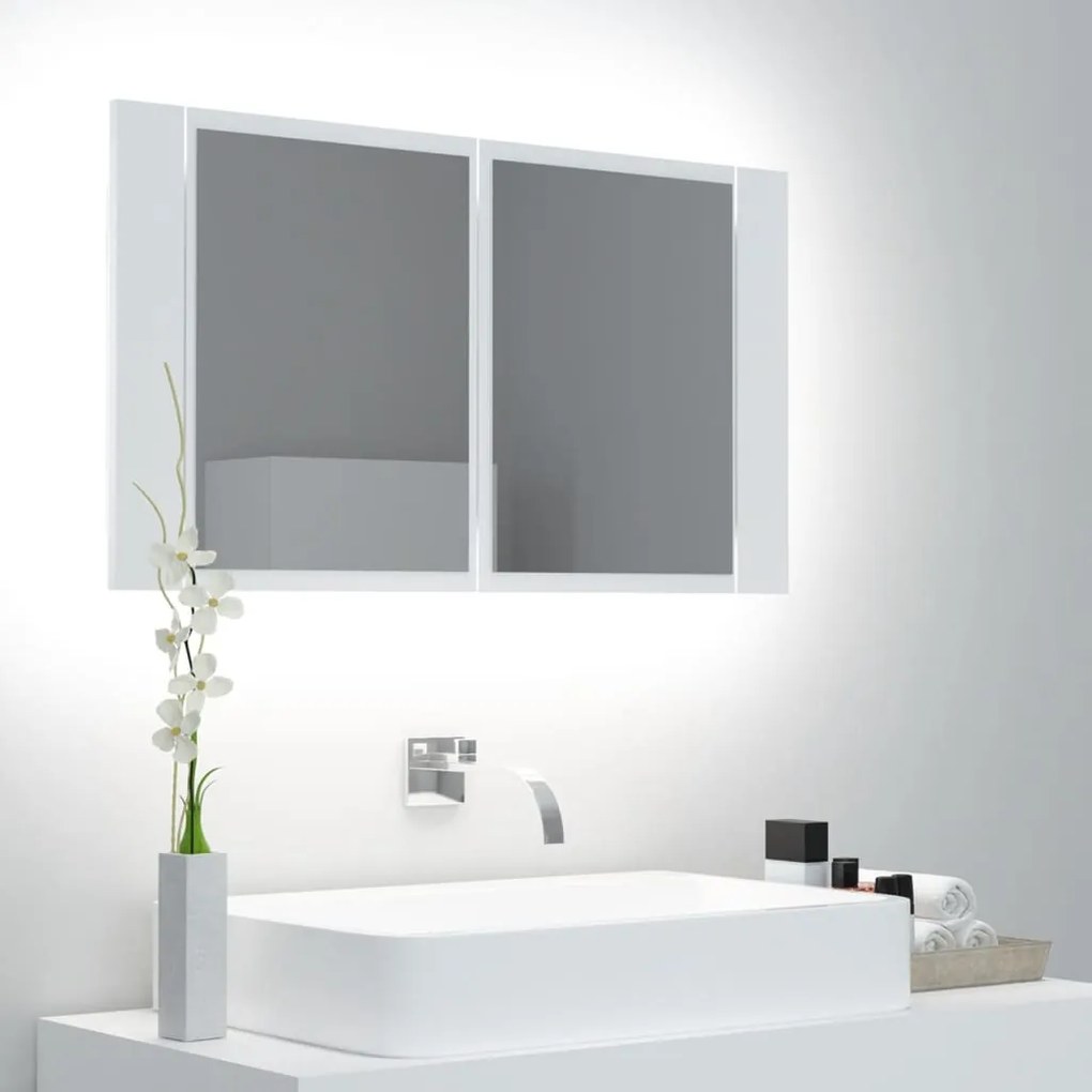 804964 vidaXL LED koupelnová skřínka se zrcadlem bílá 80x12x45 cm