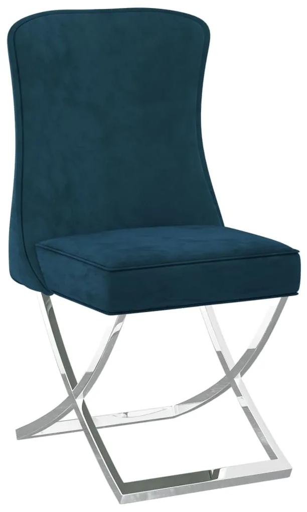 288590 vidaXL Jídelní židle modrá 53 x 52 x 98 cm samet a nerezová ocel