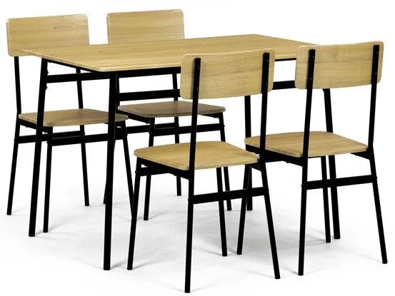 Jídelní set CORTINA 1+4 - divoký dub / černé kovové nohy Barva: Hnědá