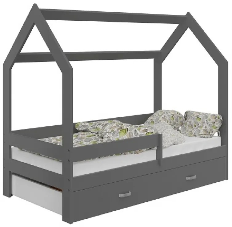 AMI nábytek Dětská postel DOMEČEK D3 80x160cm masiv šedá