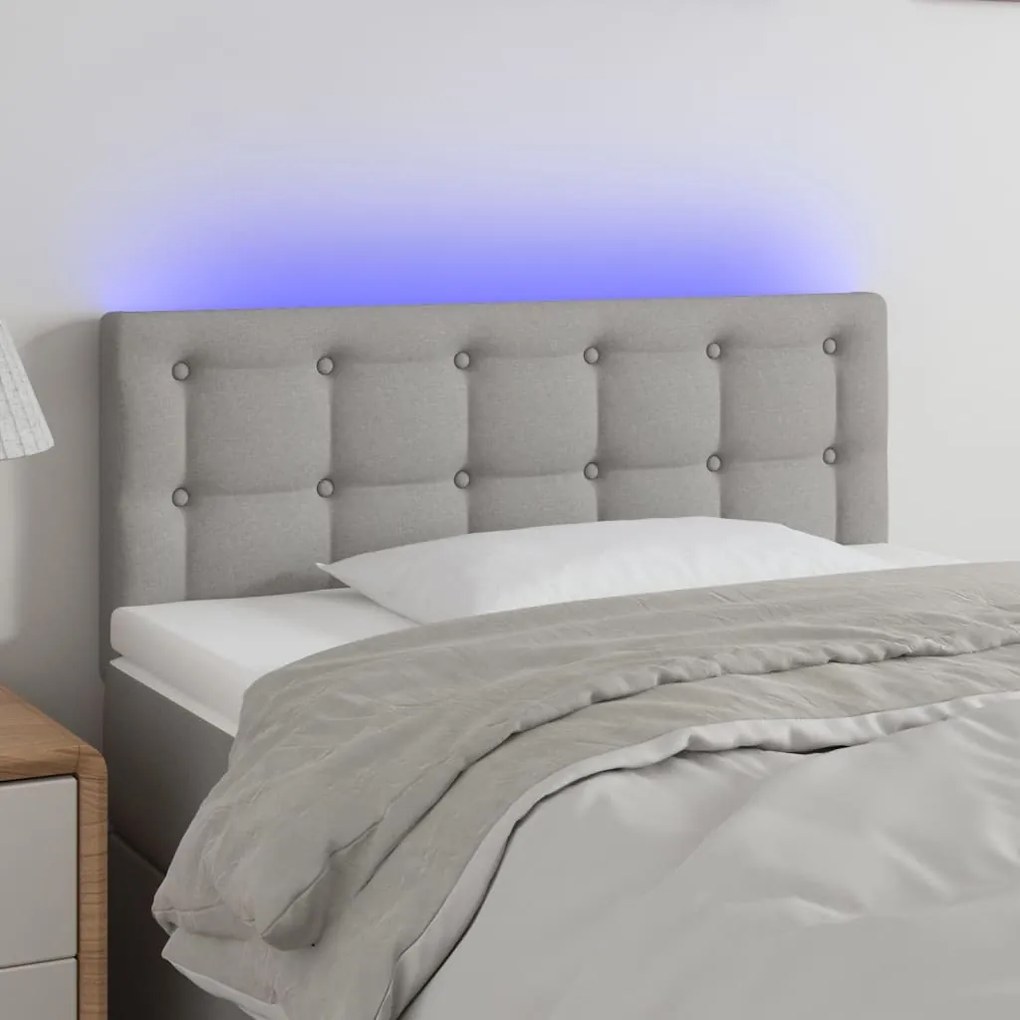 Čelo postele s LED světle šedé 80 x 5 x 78/88 cm textil 3122020