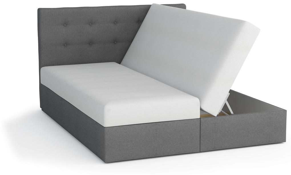 Manželská postel 160 cm Boxspring Marion Comfort (hnědá + světle šedá) (s roštem a matrací). 1056247