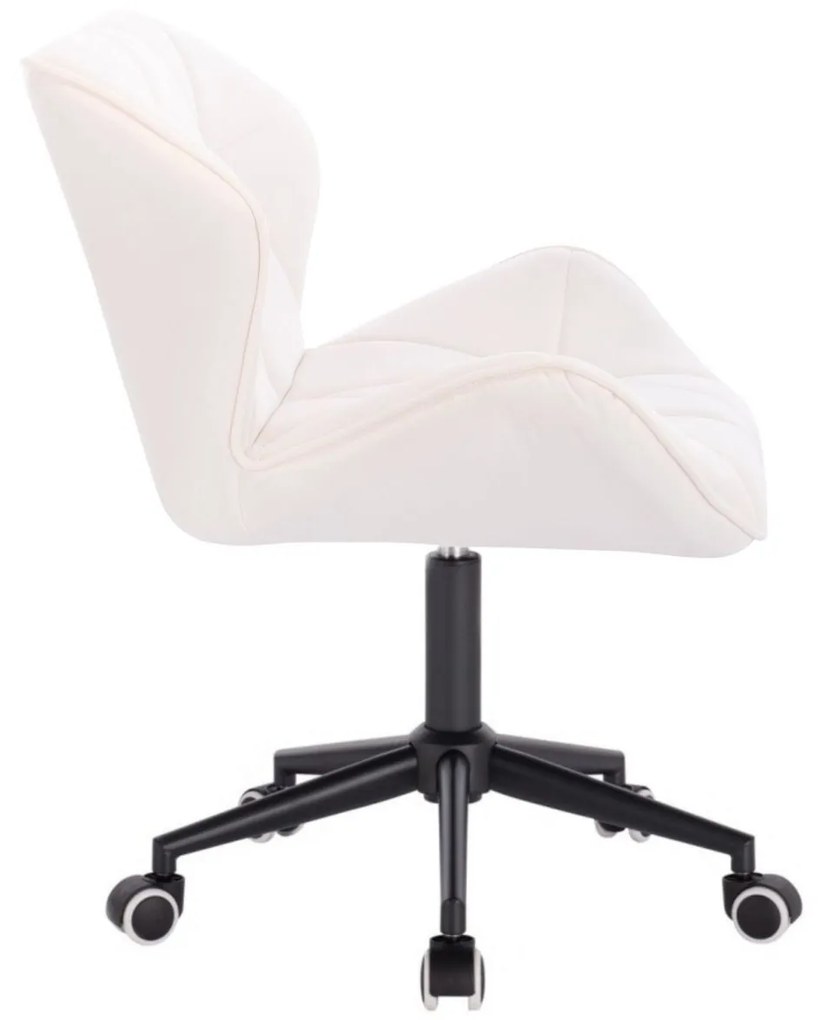 LuxuryForm DESIGN Otočná židle MILANO VELUR na černé podstavě s kolečky - bílá