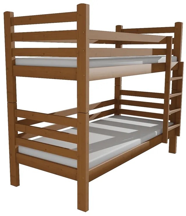 Vomaks Patrová postel M 007 NEW* 80 x 180 cm moření ořech 100 cm (+20 cm vsuvky mezi lůžky a prodloužený žebřík)