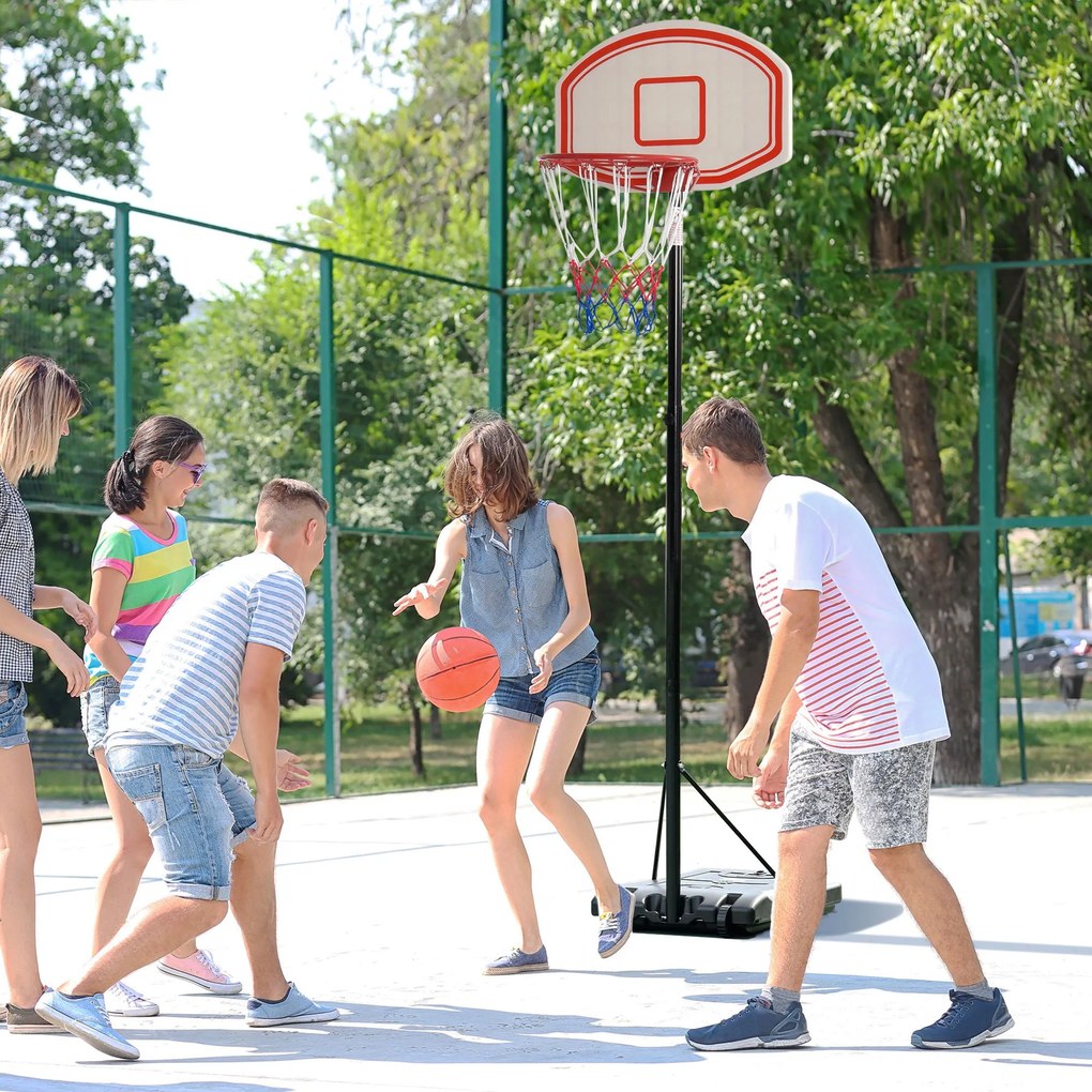HOMCOM Venkovní basketbalový koš, nastavitelná výška 175-215 cm s kolečky, vnitřní basketbalový koš s podstavcem 71 x 45 cm, dárek pro teenagery