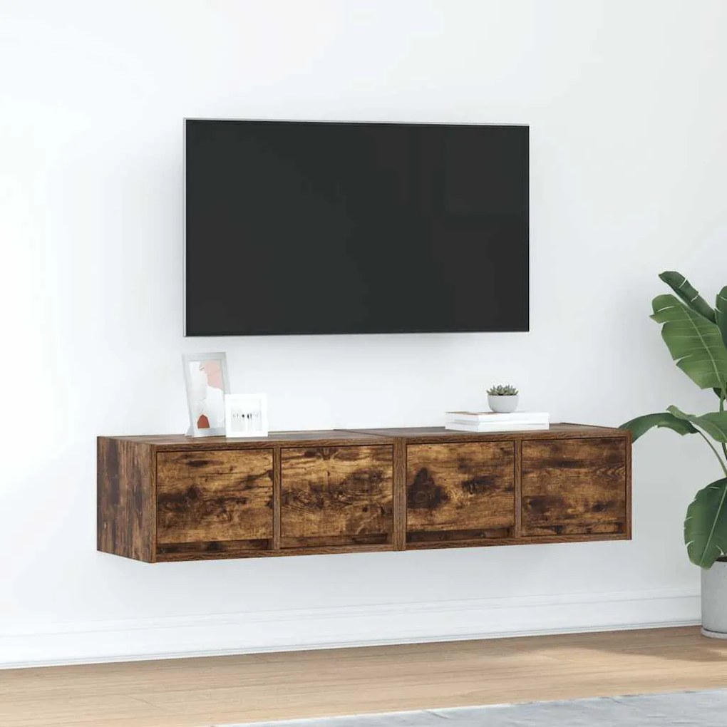 TV skříňky 2 ks Kouřový dub 60x31x25,5 cm Dřevěné konstrukce