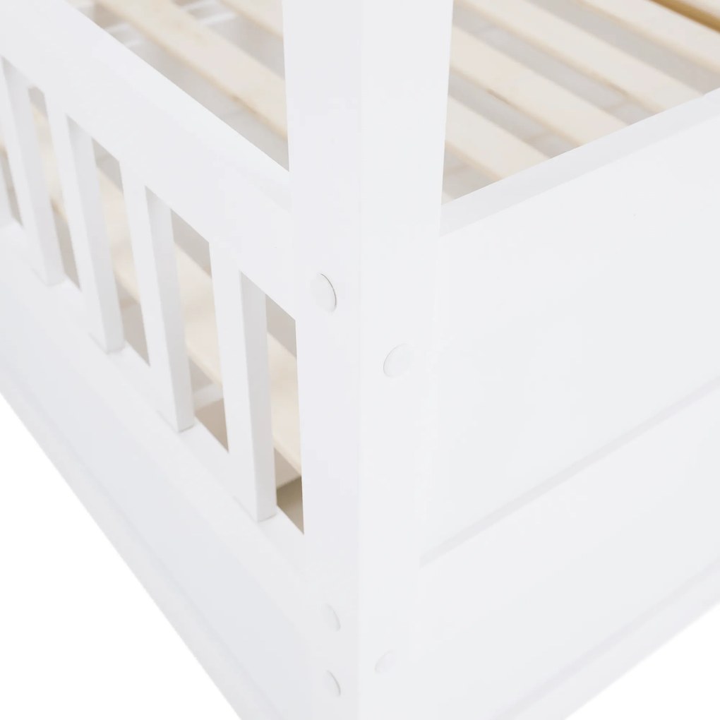 Montessori postel, 90x200, bílá, masiv, BIANKA