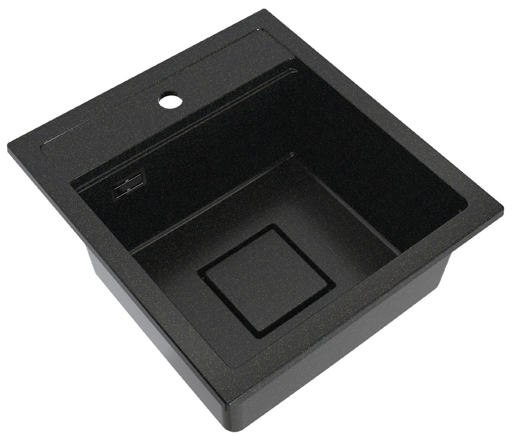 Gamma Quadro 4550, 1-komorový granitový dřez 450x495x220 mm, černá-zlatá, GMA-ZLE000222