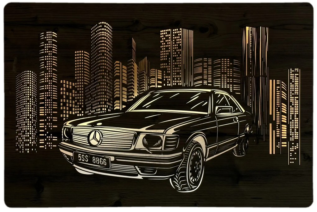 Li-Go "Mercedes Benz SLC" světelný obraz 230V 90x60cm provedení povrchu: jedle