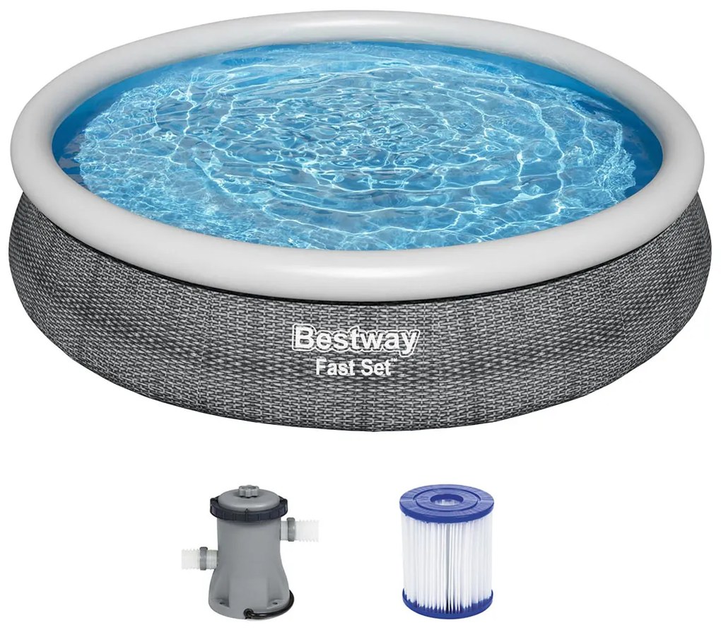 BESTWAY Fast Set Rattan Bazén 366 x 76 cm, kartušová filtrace 57445