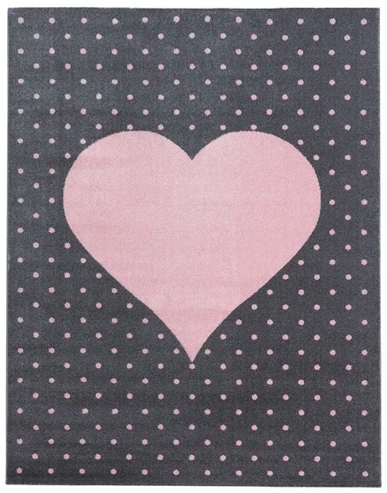 Ayyildiz, Dětský kusový koberec Bambi 830 pink, 80x150, růžová, šedá, dětský pokoj