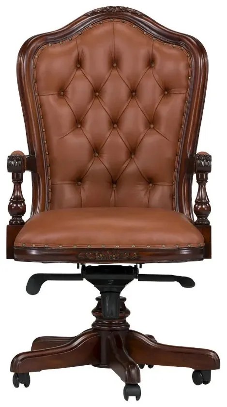 furniture-nabytek.cz - Masivní kancelářské křeslo Camford II z mahagonu, lakované, hnědé