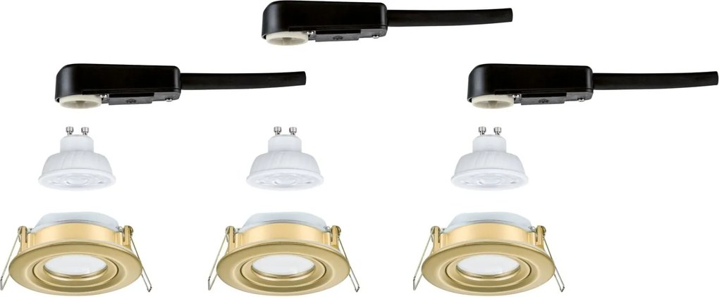 P 92419 LED vestavné svítidlo Nova Plus GU10 Flat IP65 93mm 3x4,9W 230V stmívatelné 2700K zlatá mat - PAULMANN