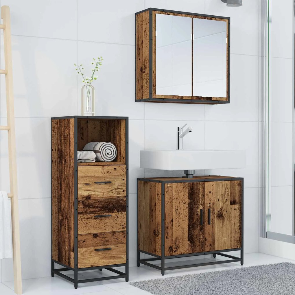 Sada koupelnového nábytku 3 ks Staré dřevo 65 x 33 x 60 cm 3402432