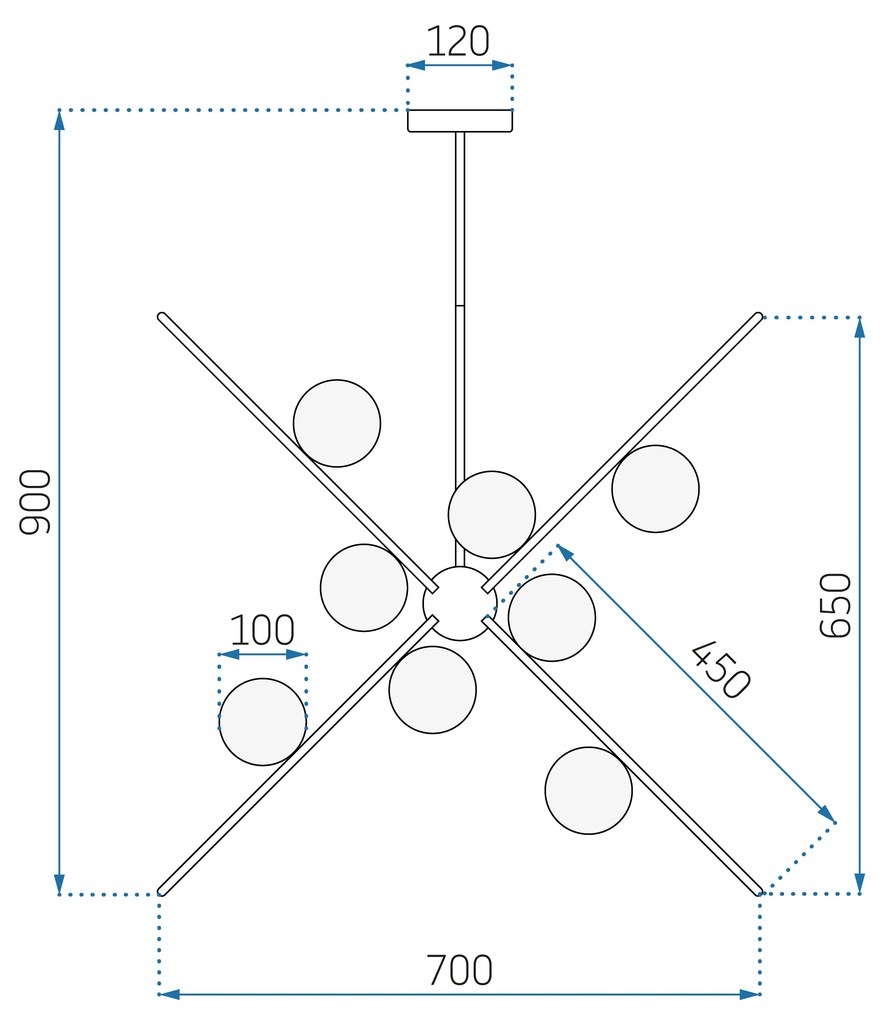 Toolight, stropní svítidlo 8xG9 APP998-12CP, bílá-zlatá, OSW-05553