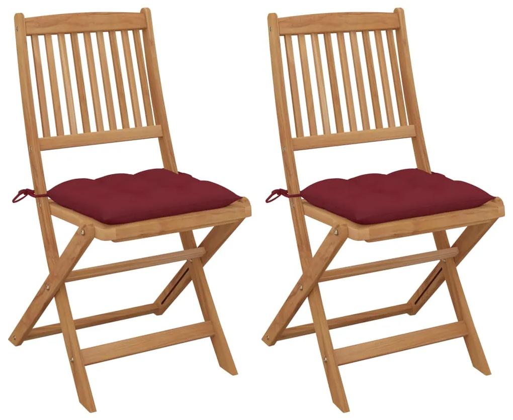3064668 vidaXL Skládací zahradní židle s poduškami 2 ks masivní akáciové dřevo